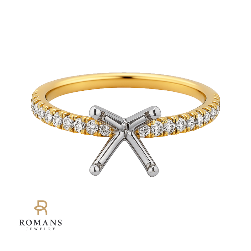Pave Diamond Engagement Ring Setting 14K Yellow Gold .20CTW – Romans ...