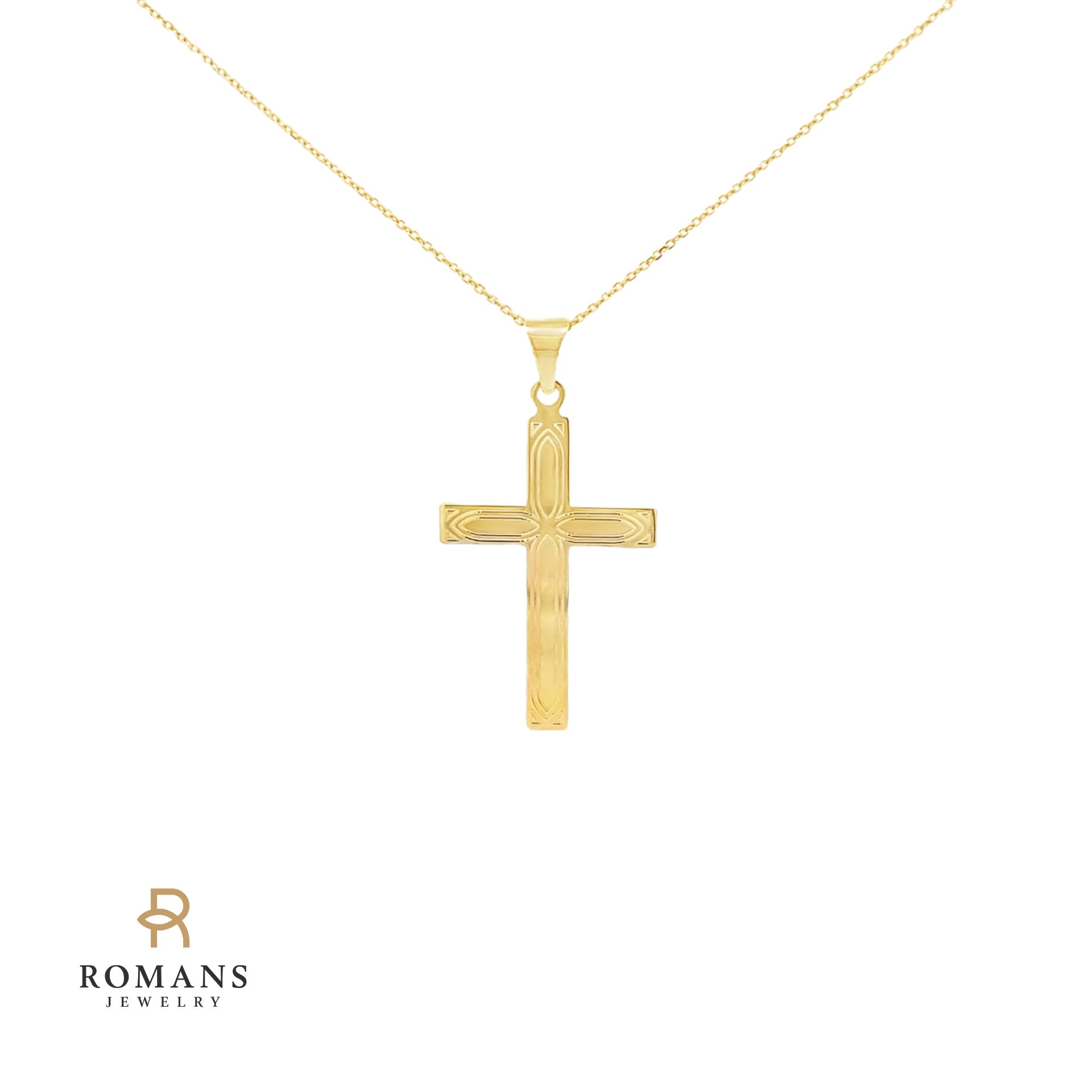 Geometric Cross Pendant 14K Yellow Gold – Romans Jewelry